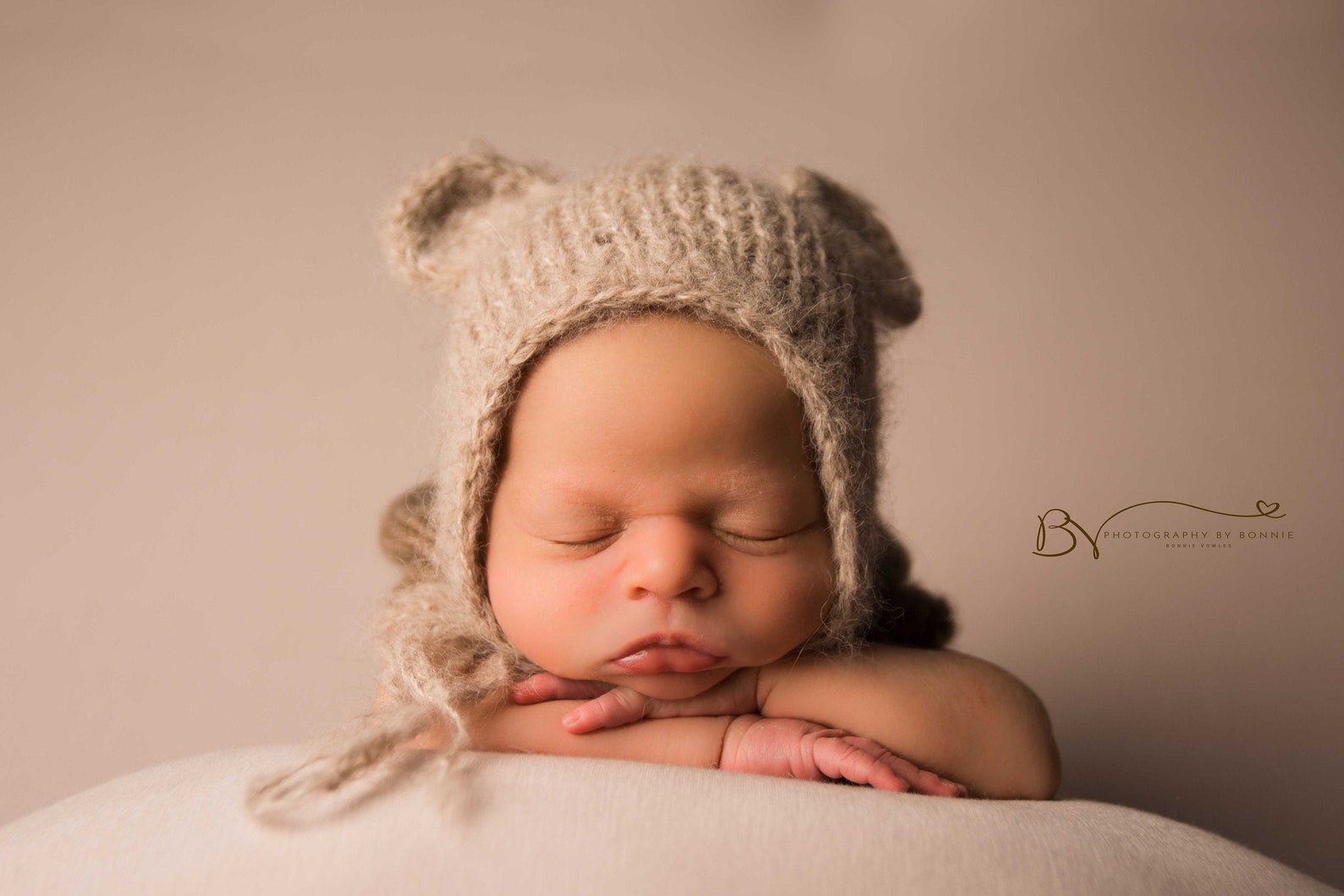 Baby Bear Bonnet Knitted Newborn Bear Hat Photo Prop - Etsy