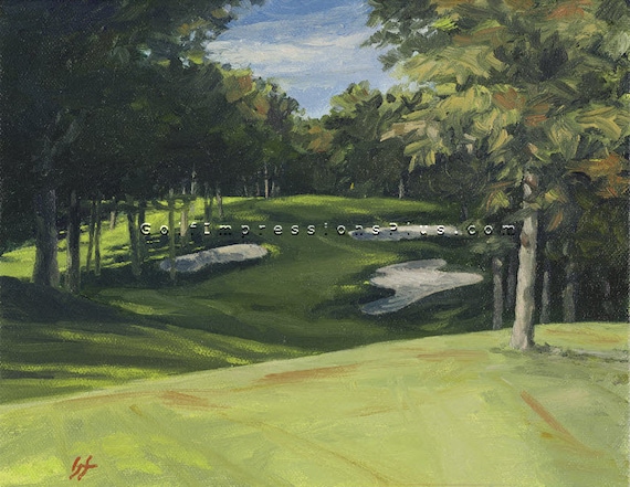 Golf Art Print. Golf Course Painting. Hickory Hills Golf | Etsy