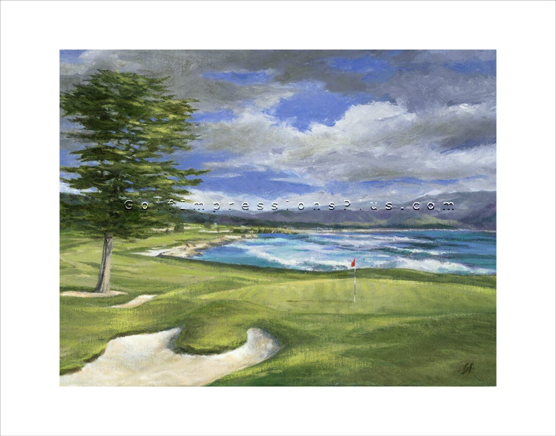 Golf Art. Wall Decor. Golf Gift. Pebble Beach Golf Course, Hole #18 ...