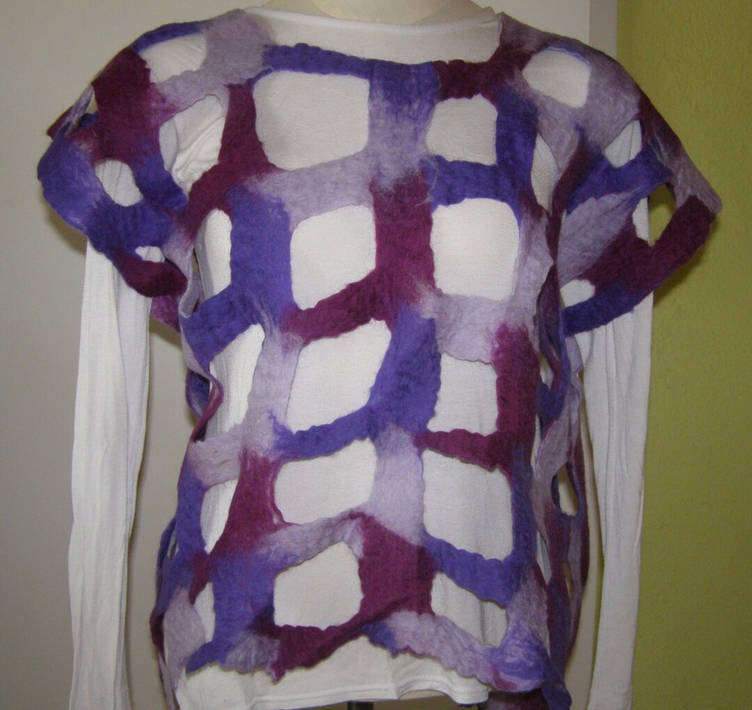 Felt Vest, Vest, Felt Top, Felt Shirt, Top, Felted Shirt, Top, Purple ...