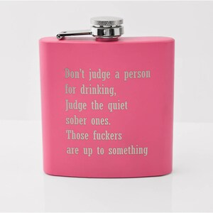 Black and Pink Matte Hip Flask (6oz) Hip Flask for Women & Men, Alcohol ...