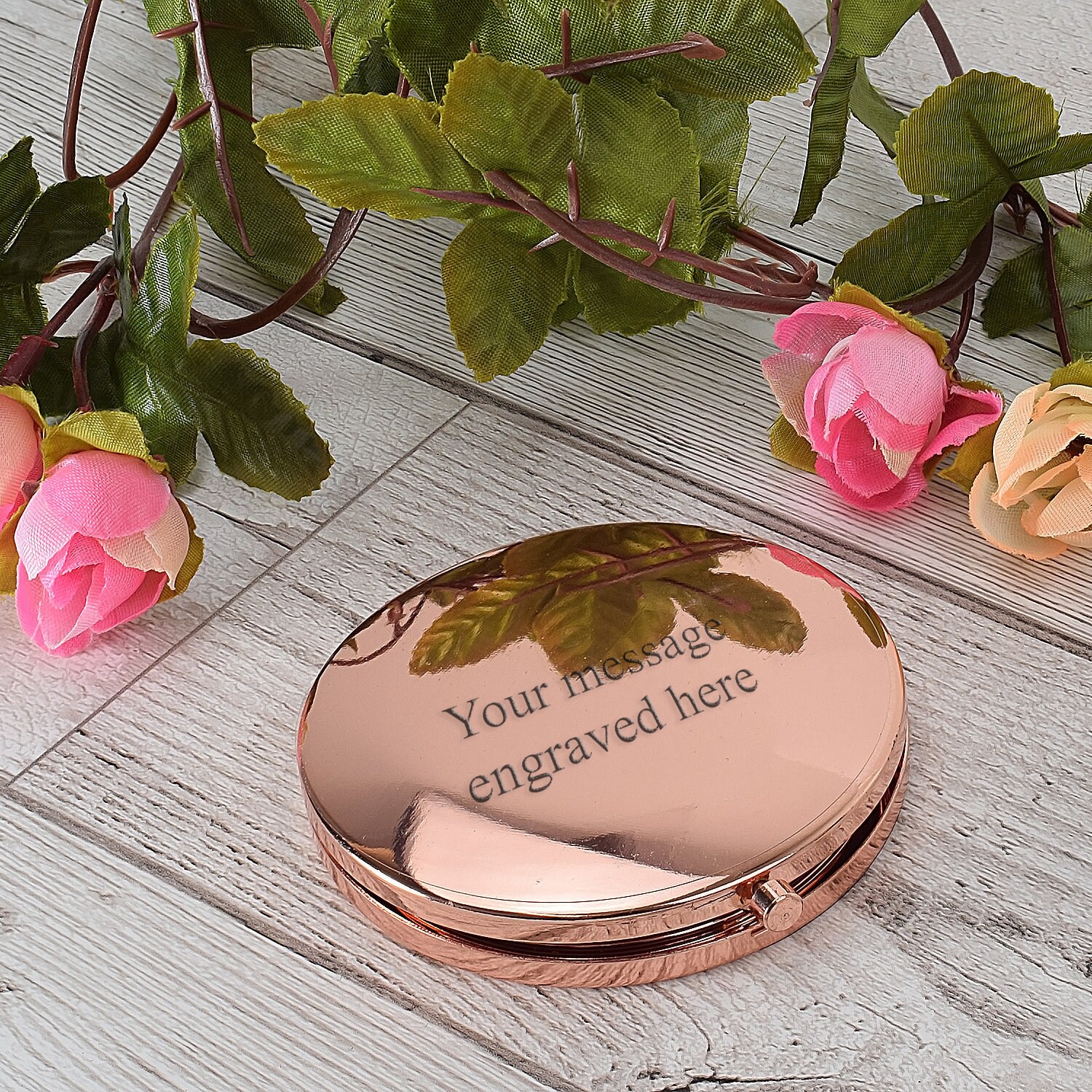 Personalised Leather Compact Mirror With Photo Holder Personalized ...