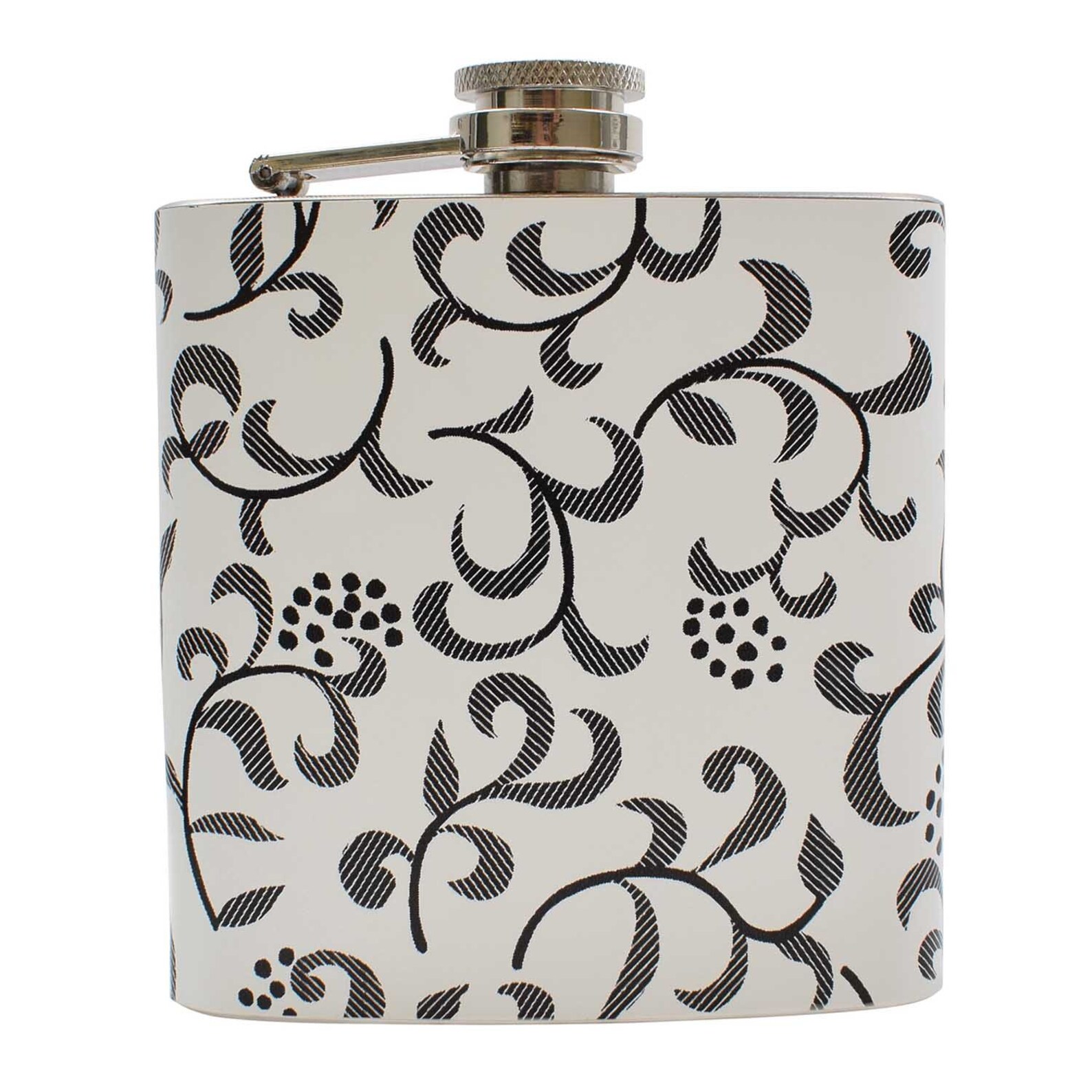 6oz Hip Flask Wrapped in White Floral Vinyl Hip flask for | Etsy