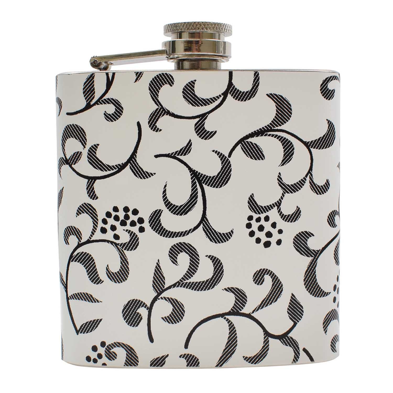 6oz Hip Flask Wrapped in White Floral Vinyl Hip Flask Gift - Etsy UK