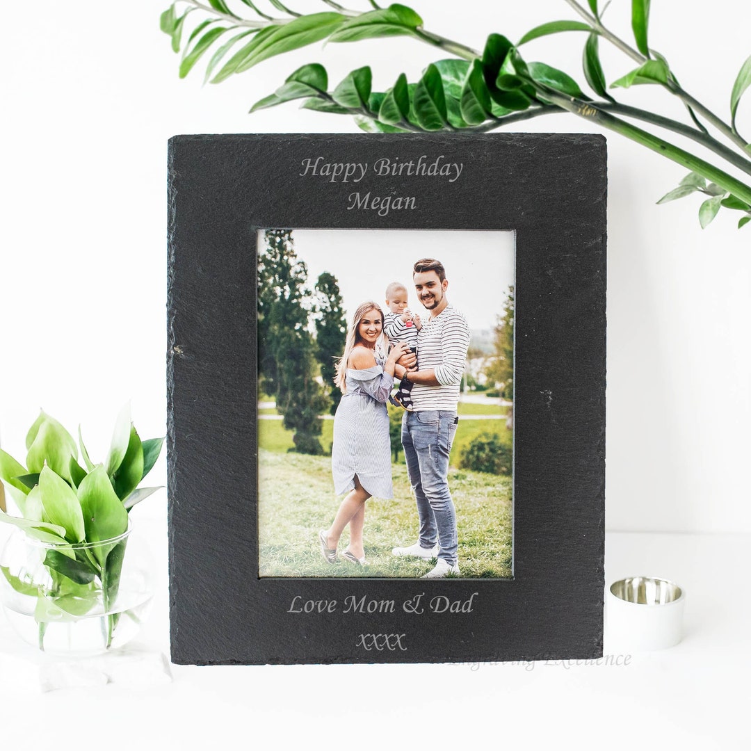 Personalized Slate Photo Frame: Engraved Family Picture Frame - Etsy