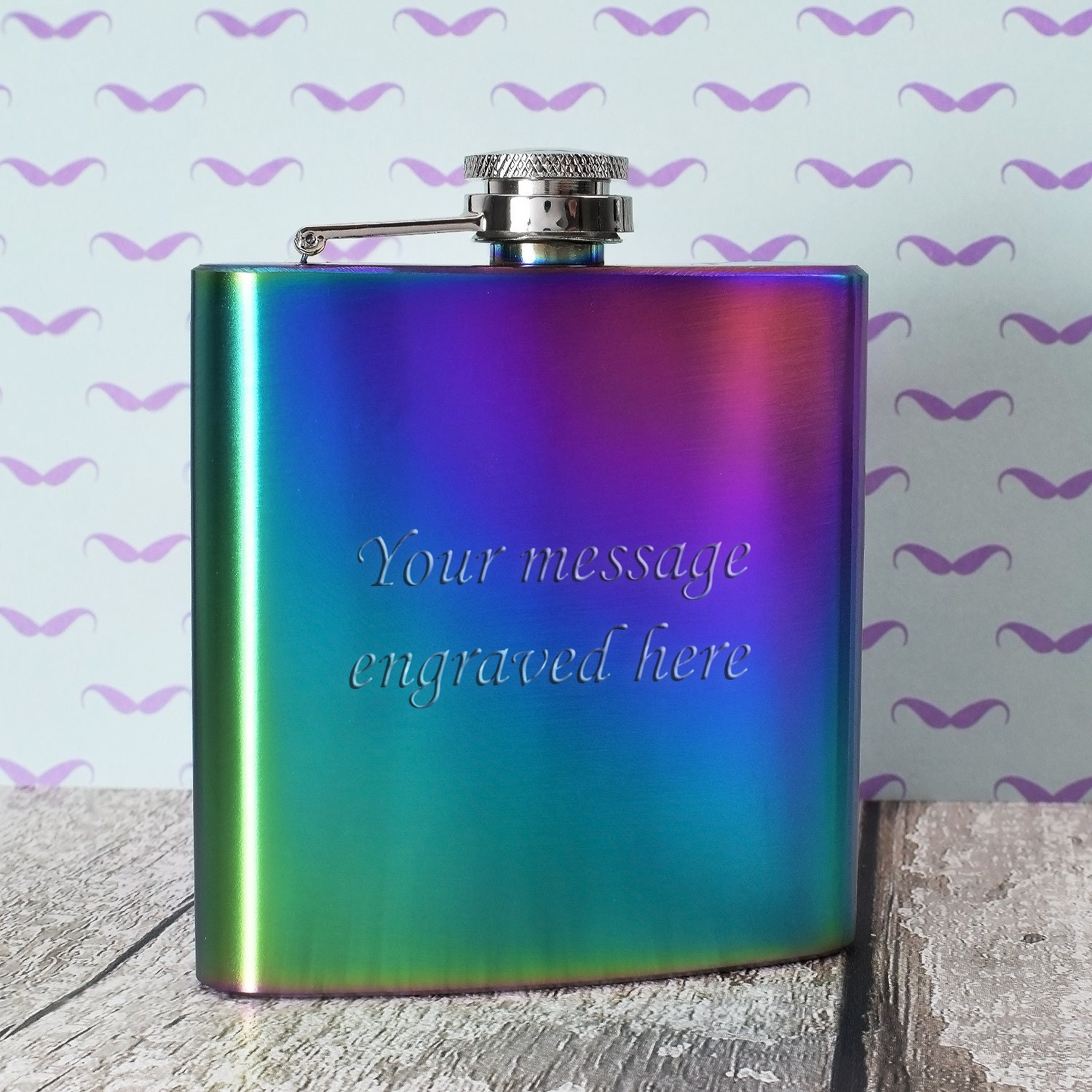 Personalised Rainbow Engraved Stainless Steel 6oz Hip Flask - Etsy UK