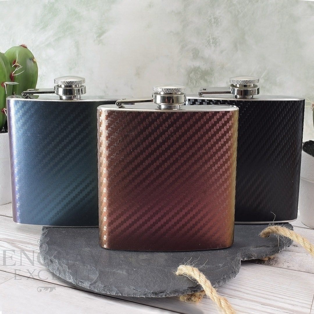 Carbon Fibre Style Hip Flask (6oz) - Hip Flask for Women- Flask for Men ...