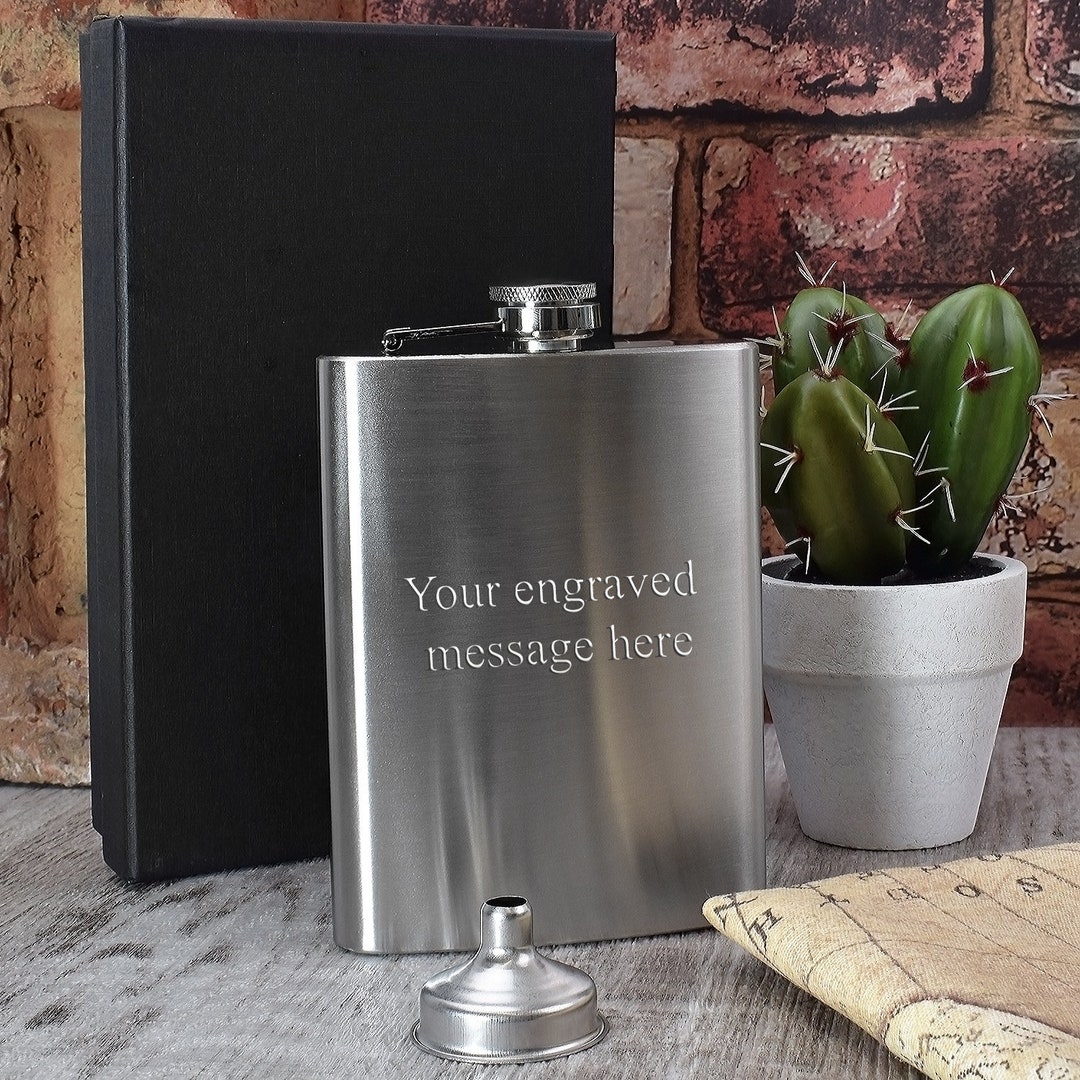 Personalized Engraved Stainless Steel Hip Flask (8oz) - Groomsmen Gift ...