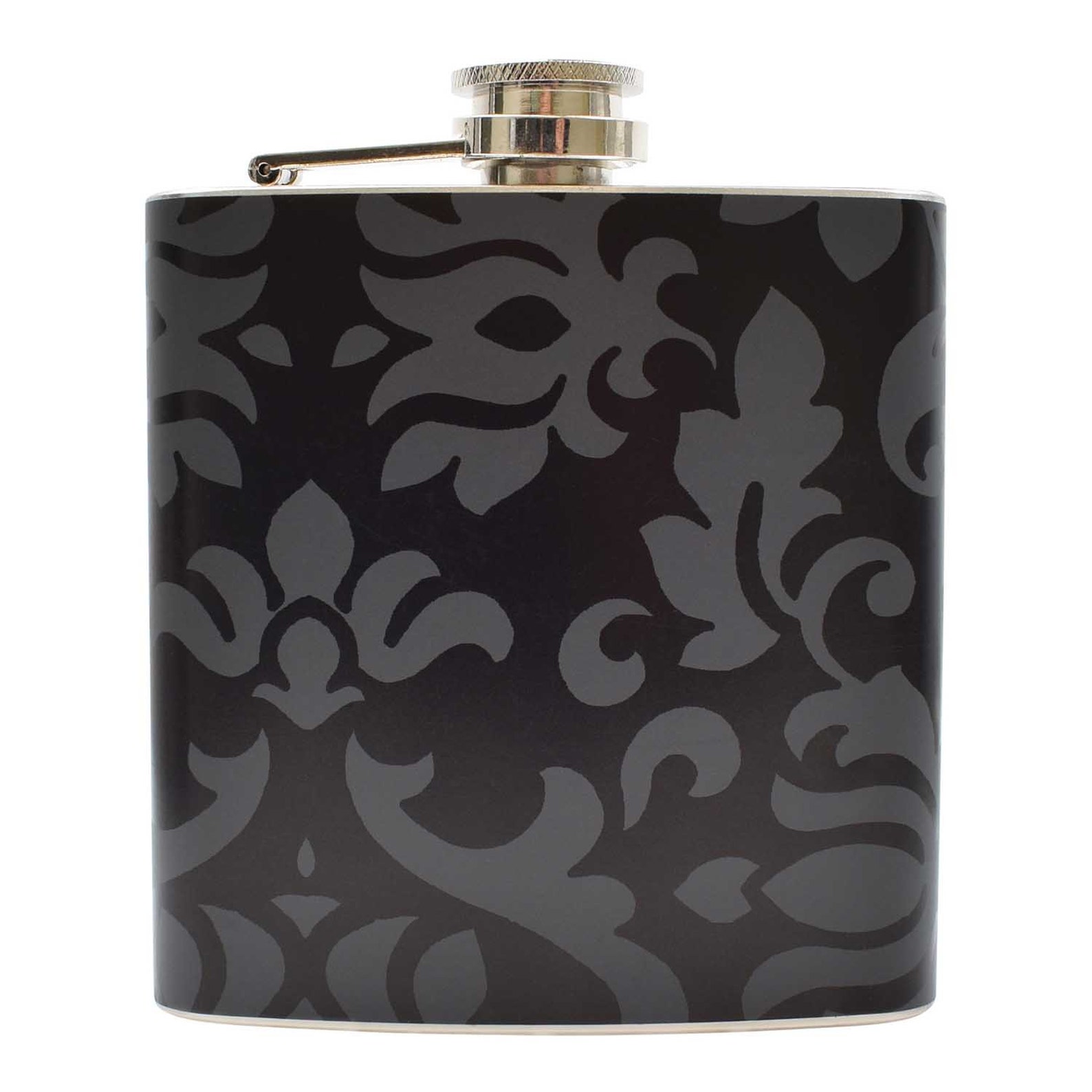 6oz Hip Flask Wrapped in Black Floral Vinyl Hip flask for | Etsy