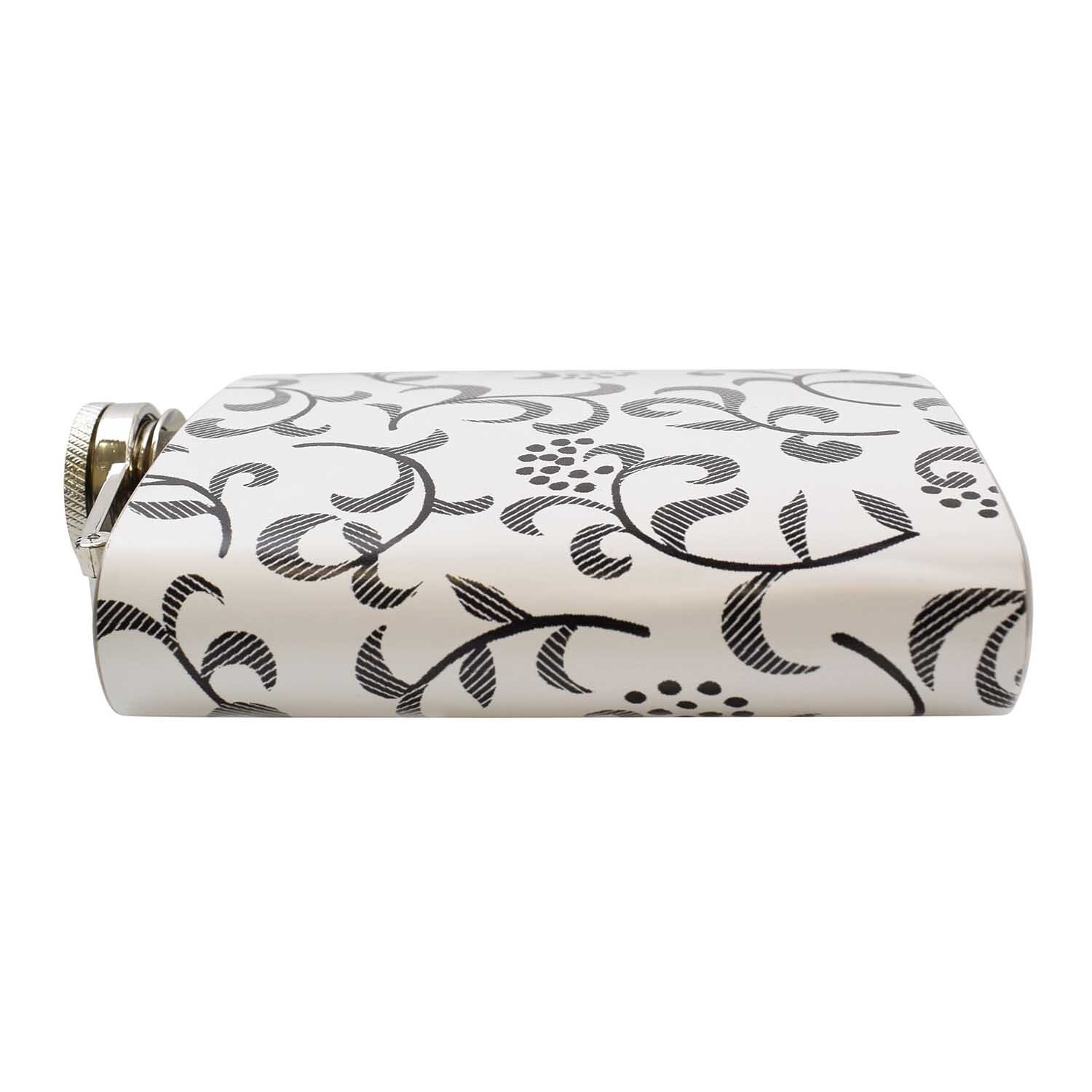 6oz Hip Flask Wrapped in White Floral Vinyl Hip flask for | Etsy