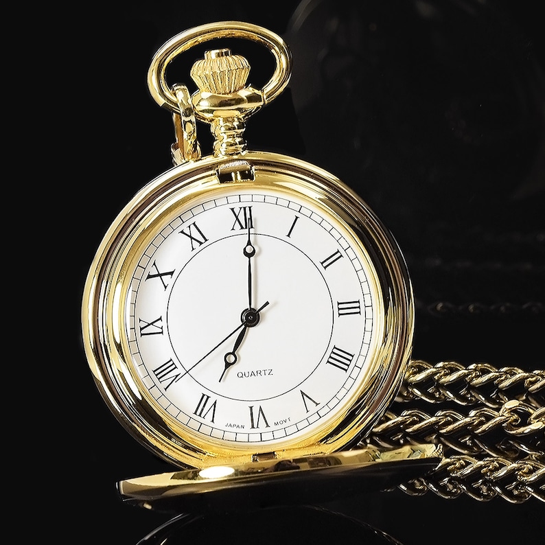 Classic Personalised Gold Roman Numerals Pocket Watch-Engraved | Etsy