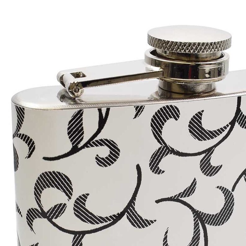 6oz Hip Flask Wrapped in White Floral Vinyl Hip Flask Gift - Etsy UK