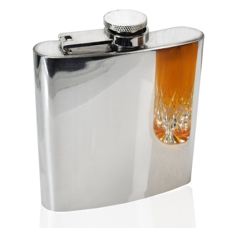 Personalised 6oz Mirror Shiny Hip Flask Funnel and a Gift | Etsy