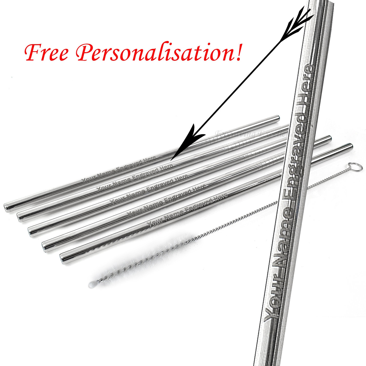 Personalized Metal Drinking Straws - Set of 5, Engraved Stainless Steel ...