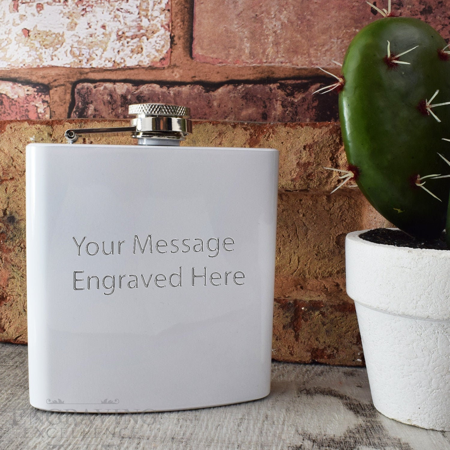 Personalised Custom Engraved Stainless Steel 6oz White Hip - Etsy UK