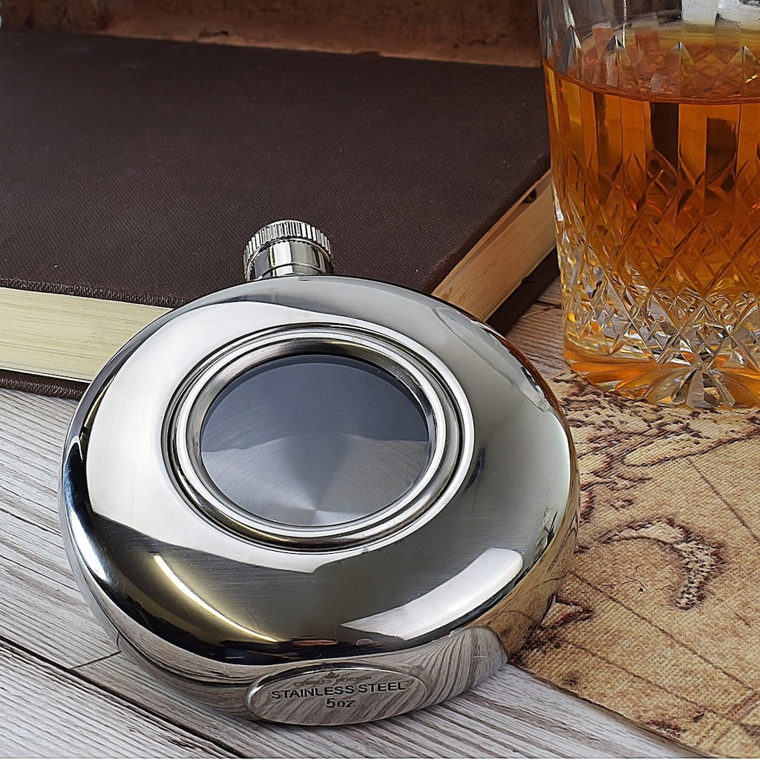 Personalised 5oz Round Hip Flask, Wedding, Birthday, Father's Day ...