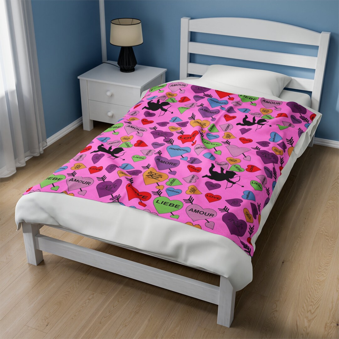 Pink Valentine's Day Love Language Velveteen Blanket Gift for Daughter ...