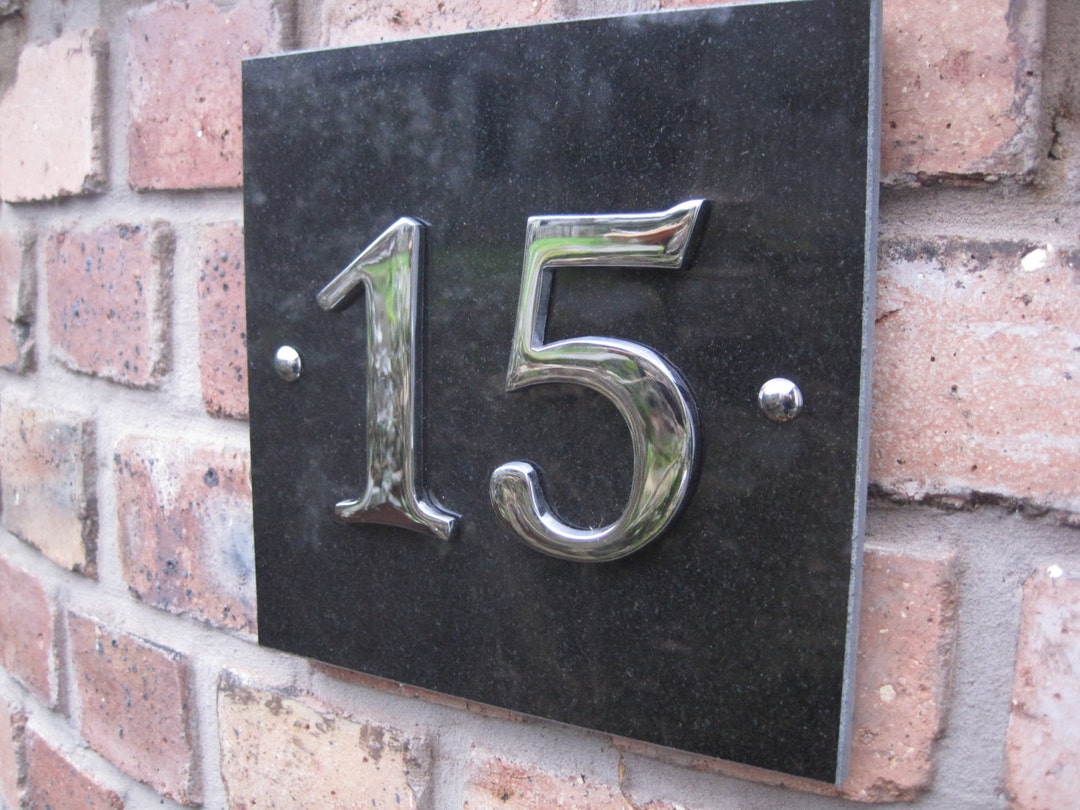 Modern Large Granite and Chrome House Number (1 to 999 Available) - Etsy