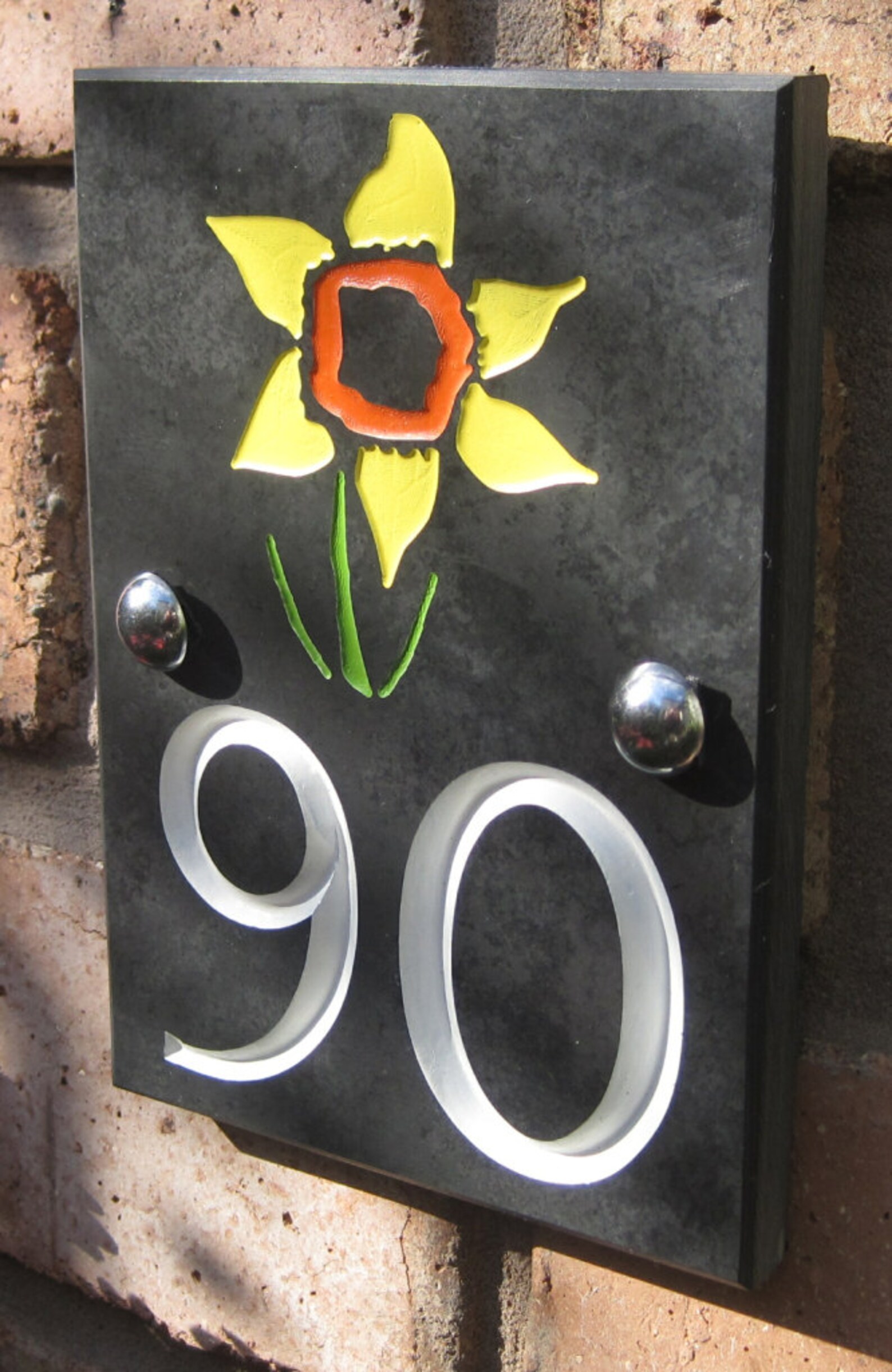 Engraved Slate House Number With Hand Painted Engraved Motif - Etsy