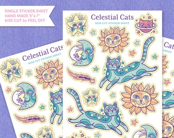 Tropical Cats Kiss Cut Paper Sticker Sheet | Etsy