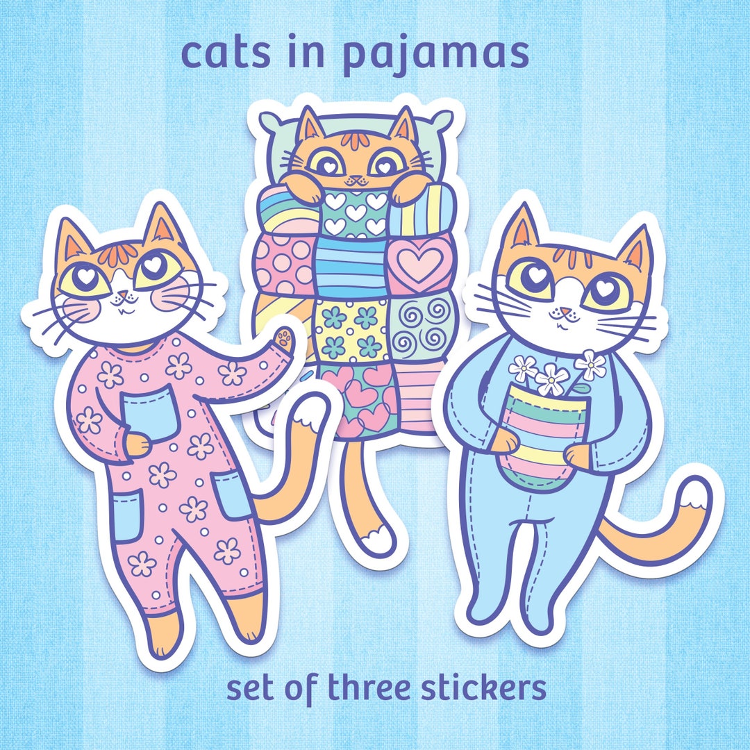 Pajama Cats Sticker Set - Etsy