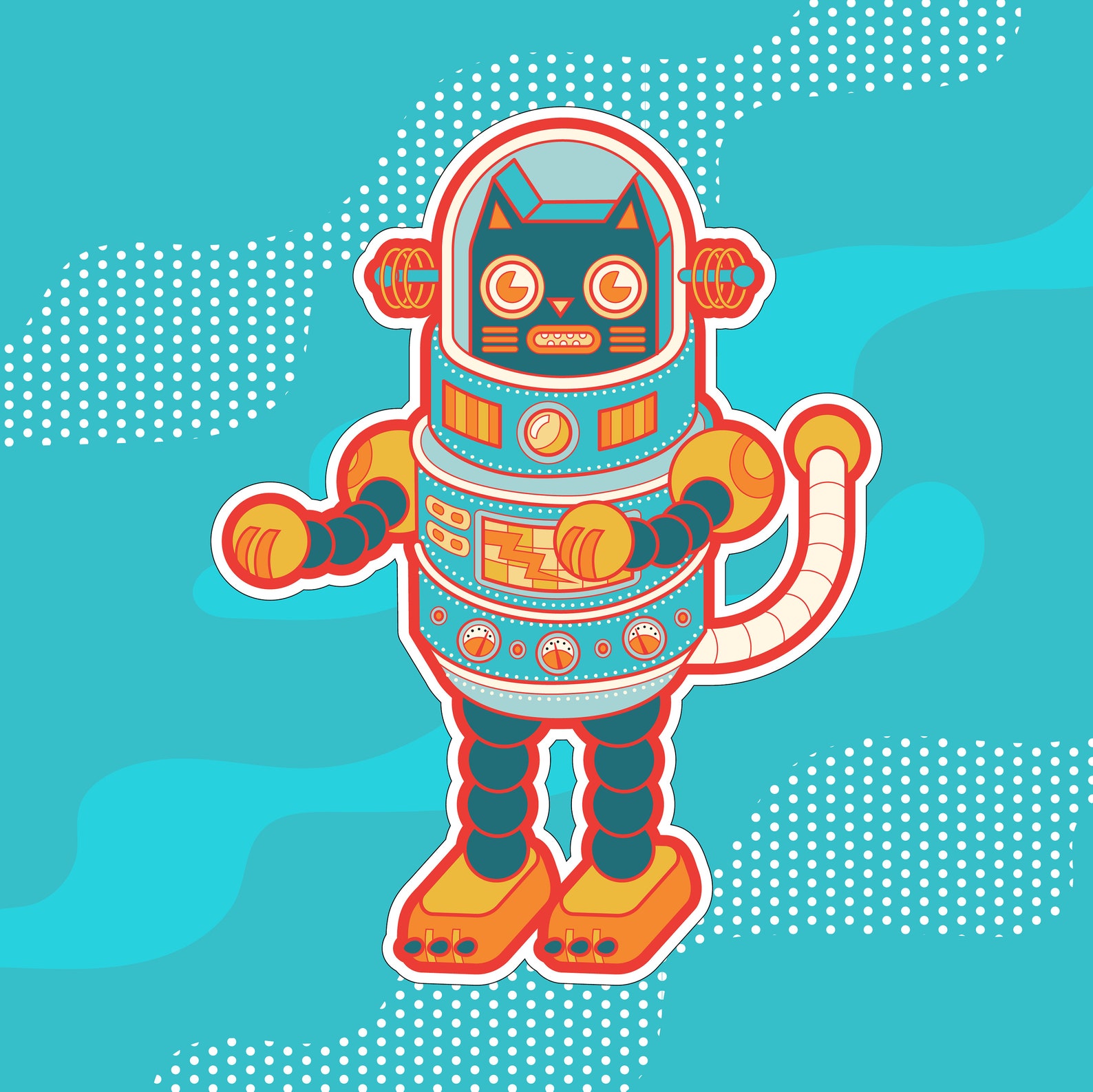 Cat Bots Vinyl Stickers - Etsy