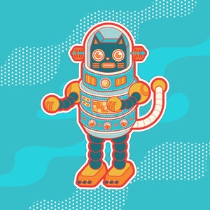 Cat Bots Vinyl Stickers - Etsy