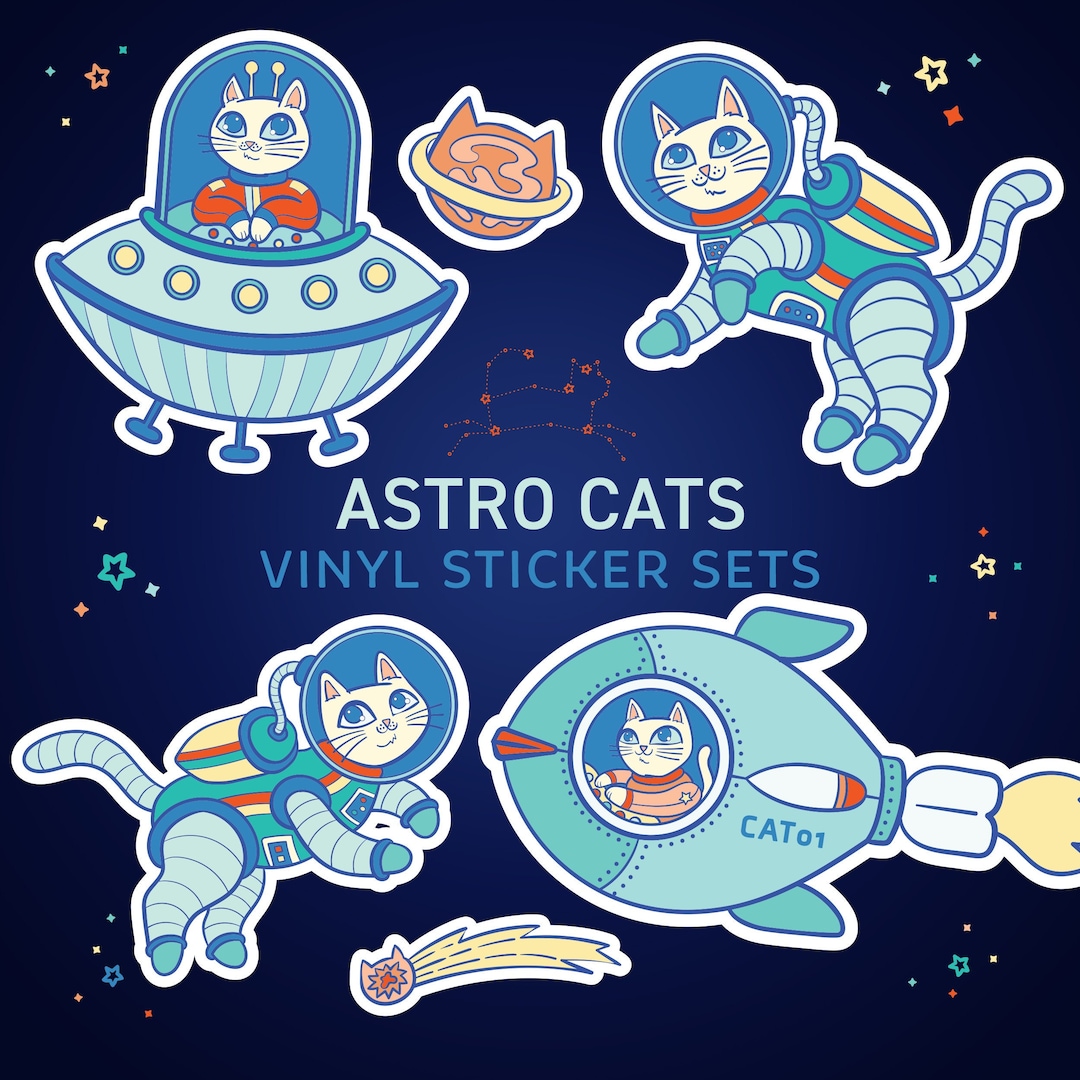 ASTRO CATS Vinyl Sticker Sets - Etsy