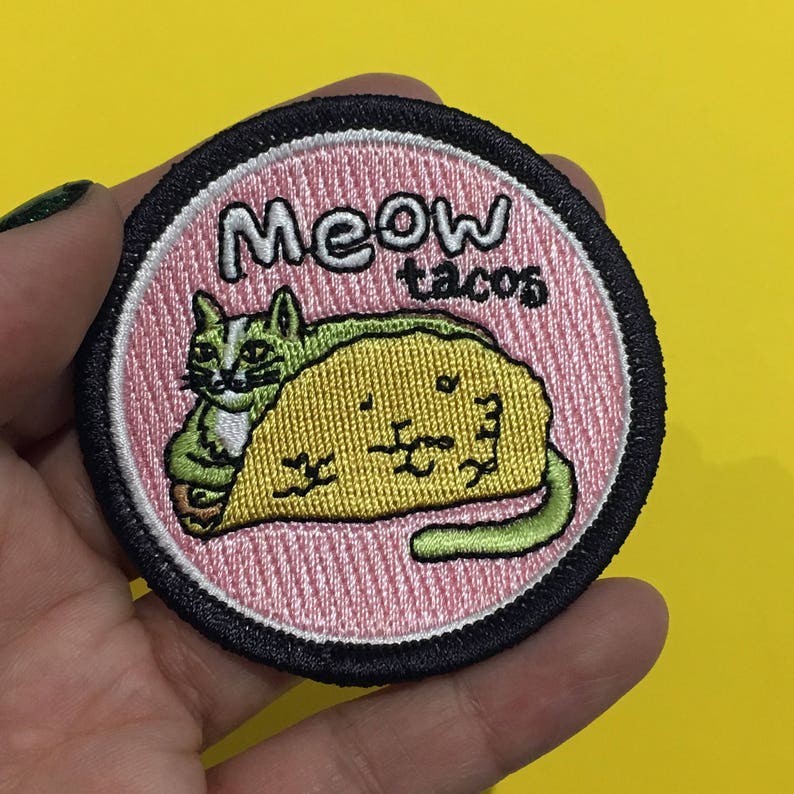 Meow Tacos Cat Taco Iron-on Patch and Sticker Set - Etsy