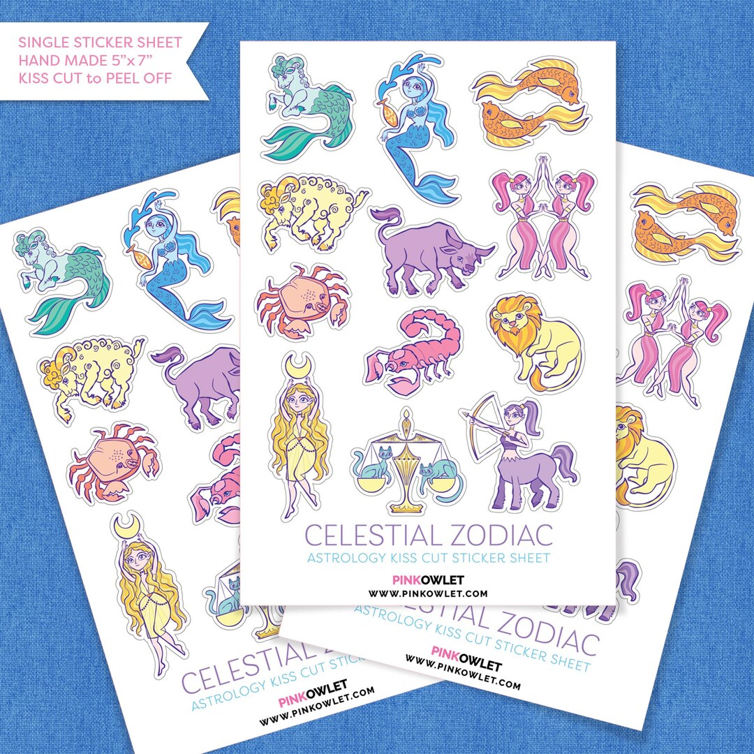 Zodiac Mascots Kiss Cut Paper Sticker Sheet - Etsy