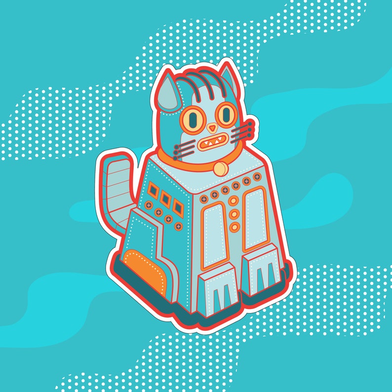 Cat Bots Vinyl Stickers - Etsy
