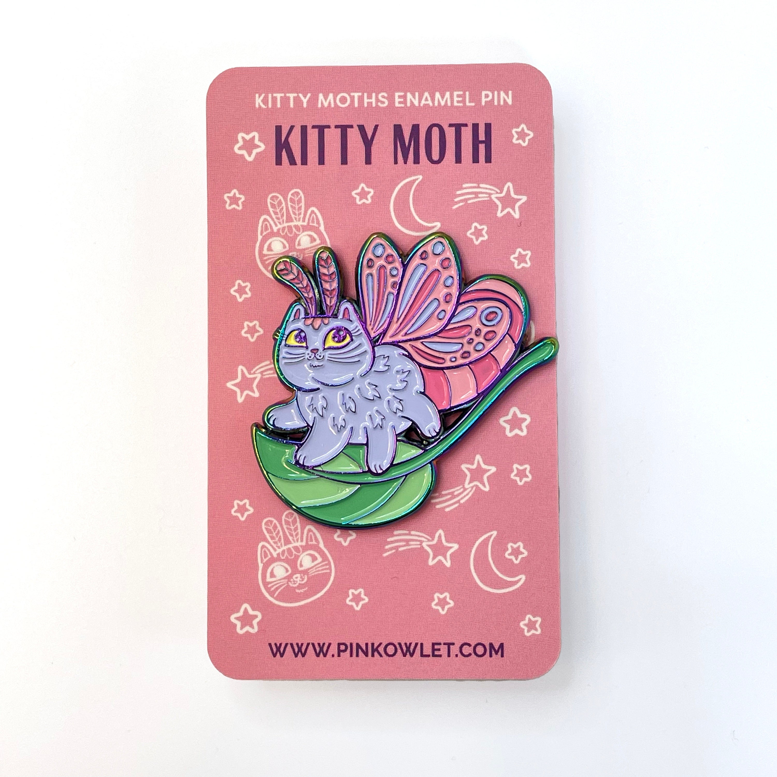 Kitty Moth Rainbow Plated Enamel Pin - Etsy