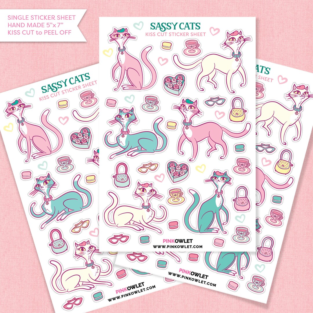 Sassy Cats Kiss Cut Paper Sticker Sheet - Etsy