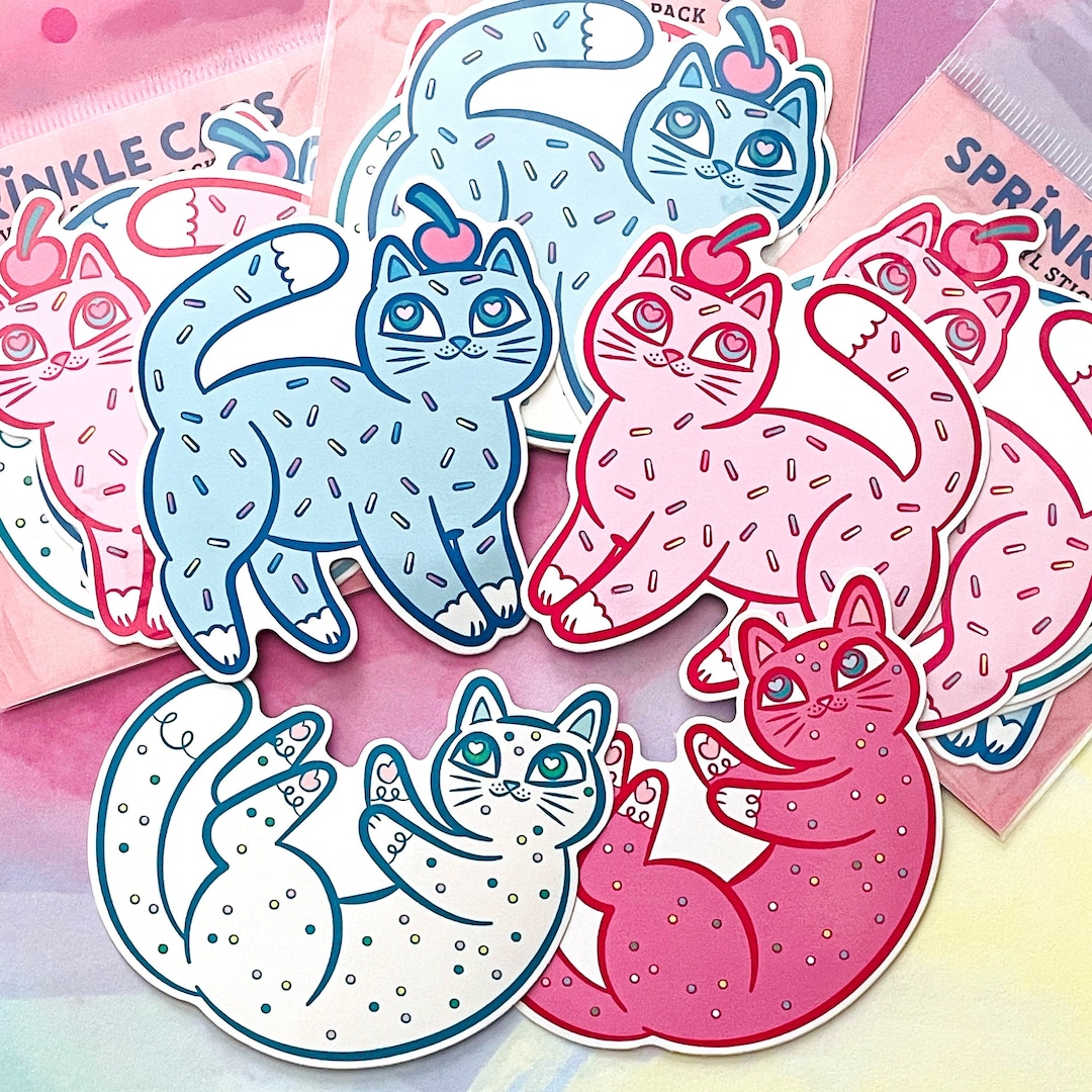 Sprinkles Cats Vinyl Sticker Set of 4 Stickers - Etsy