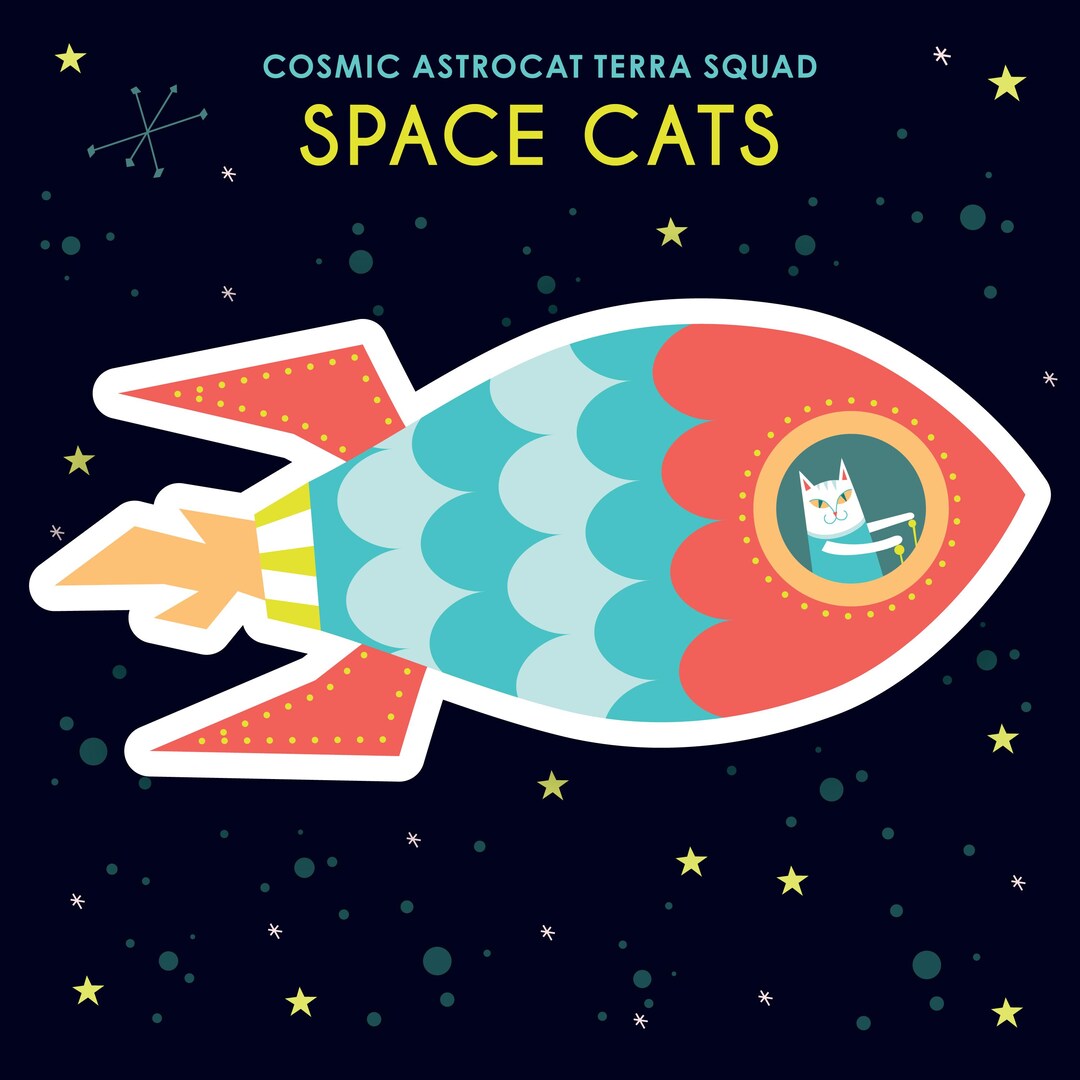 Rocketship Cat Vinyl Sticker - Etsy