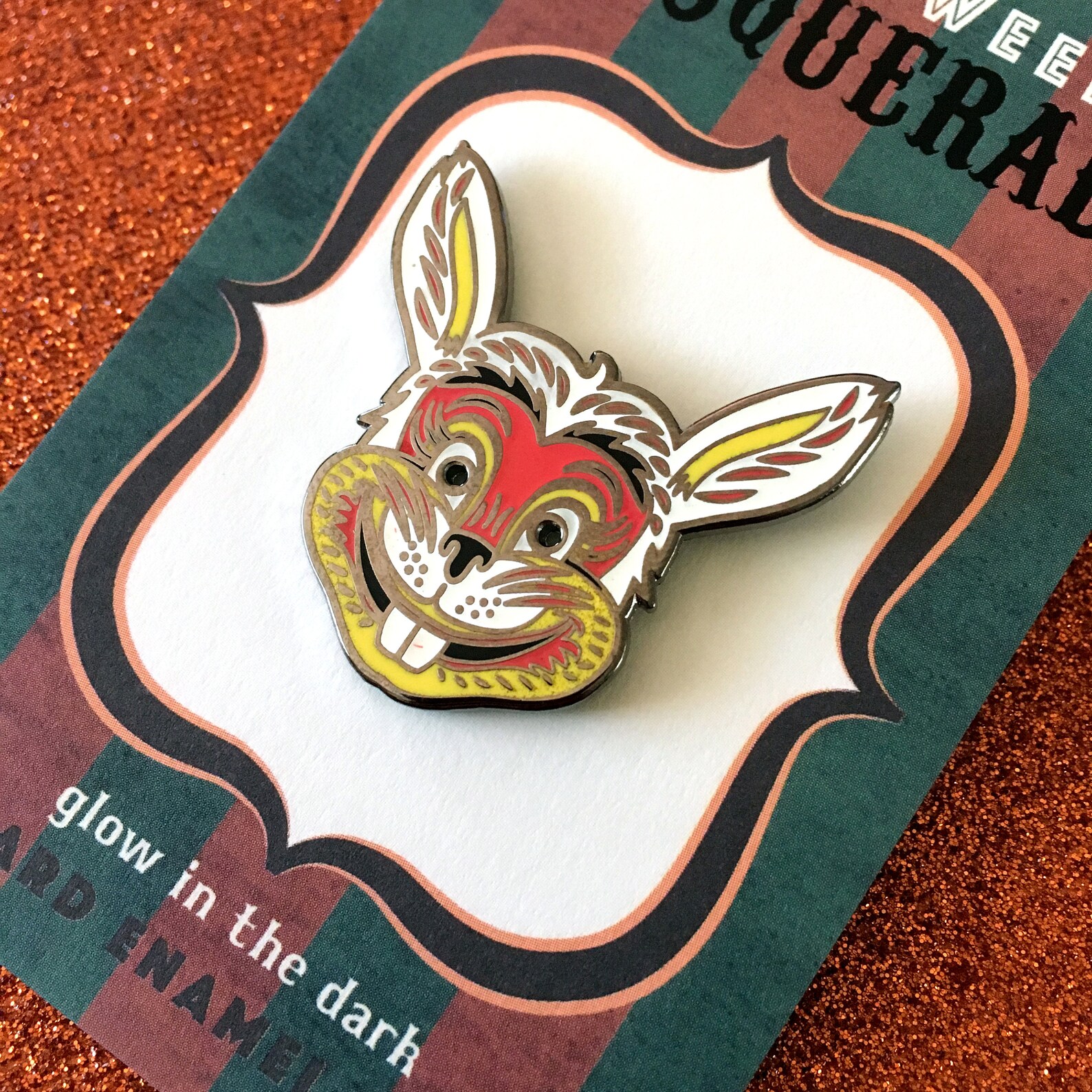 Retro Bunny Halloween Masquerade Enamel Pin - Etsy