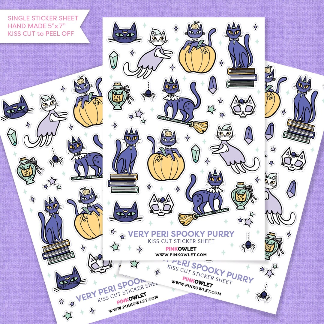 Very Peri Spooky Purry Kiss Cut Paper Sticker Sheet - Etsy