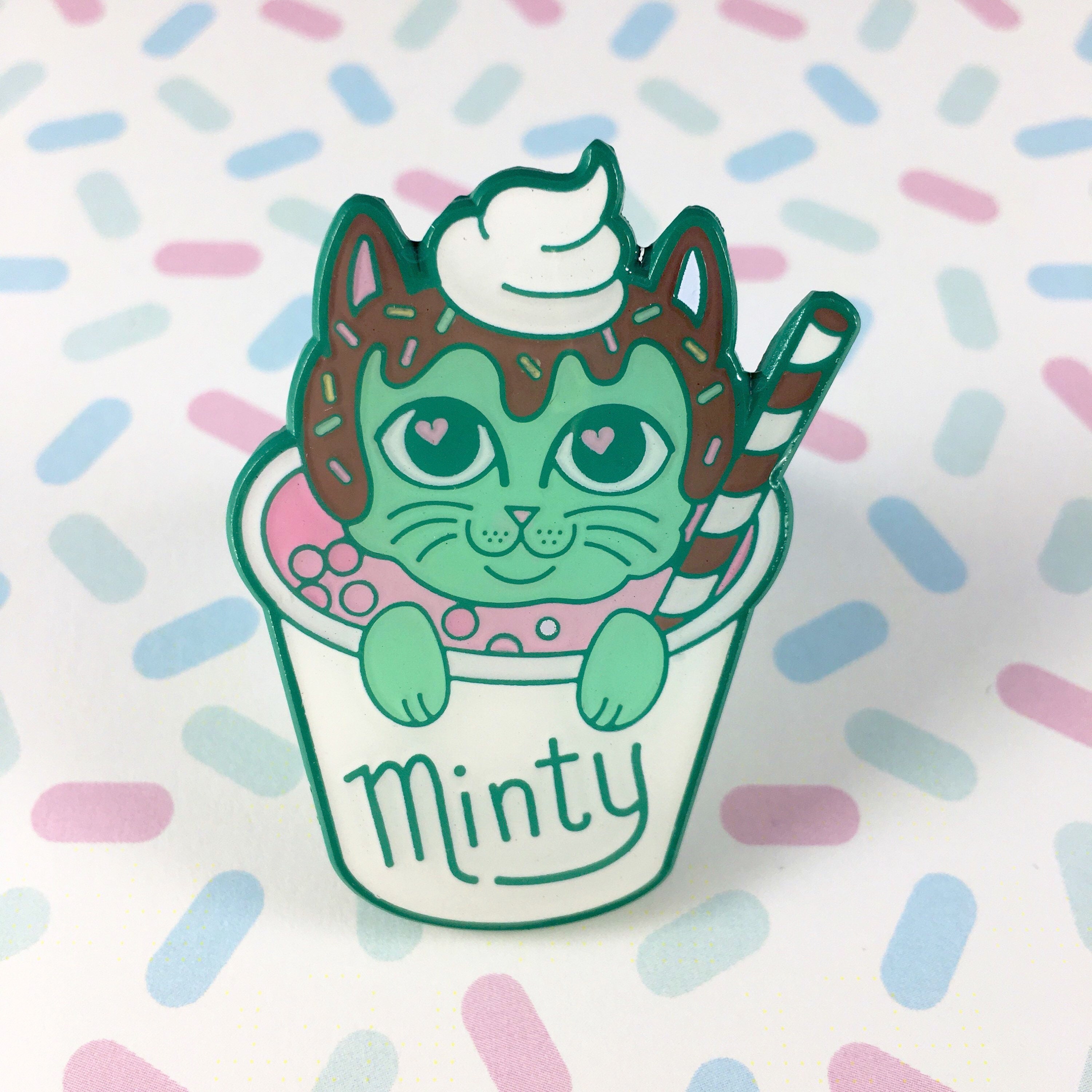 Minty Cat Ice Cream Sweet Kitties Enamel Pin - Etsy