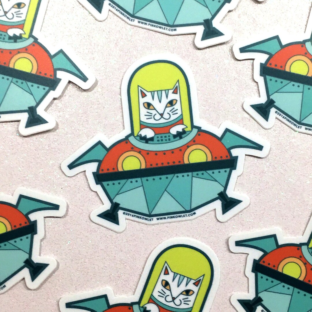 UFO Cat Vinyl Sticker - Etsy