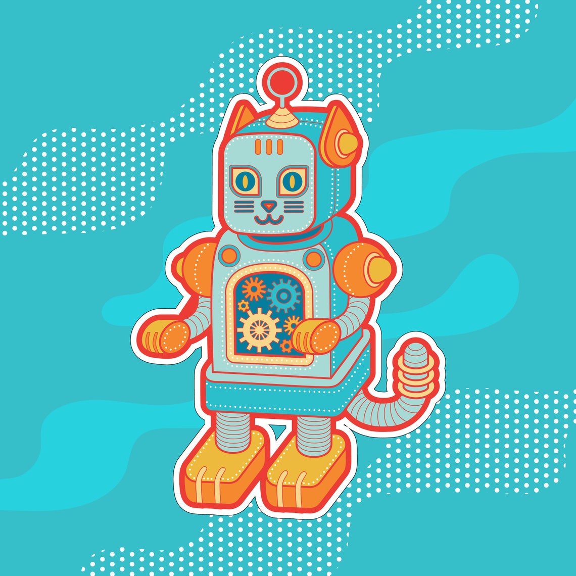 Cat Bots Vinyl Stickers | Etsy