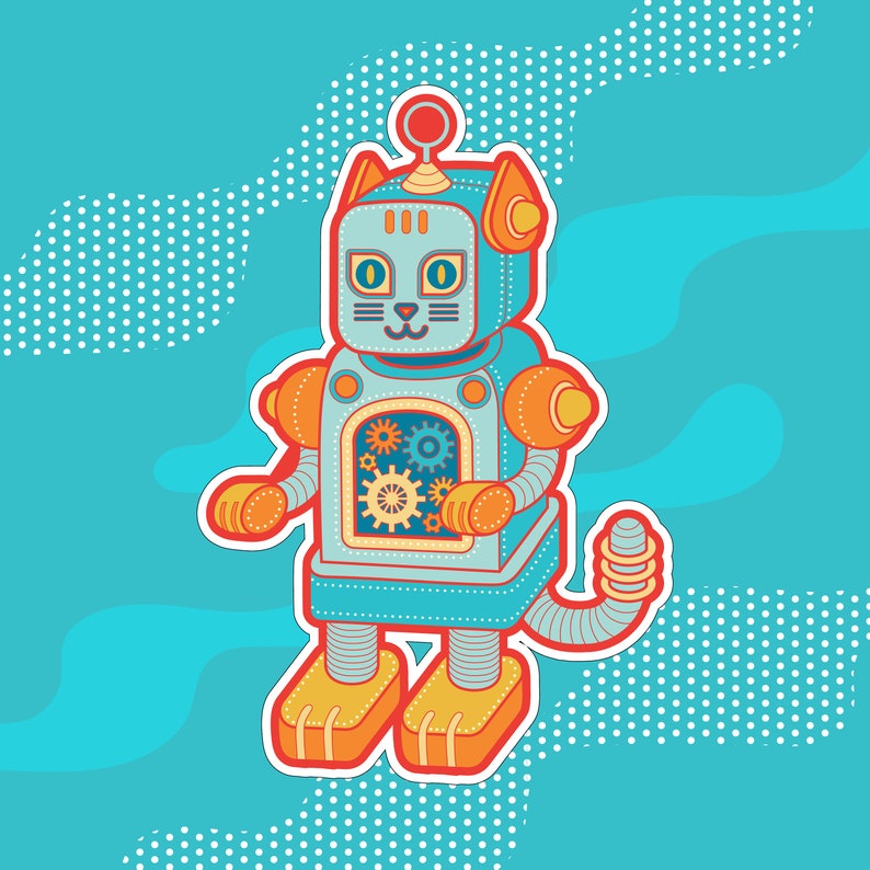 Cat Bots Vinyl Stickers - Etsy