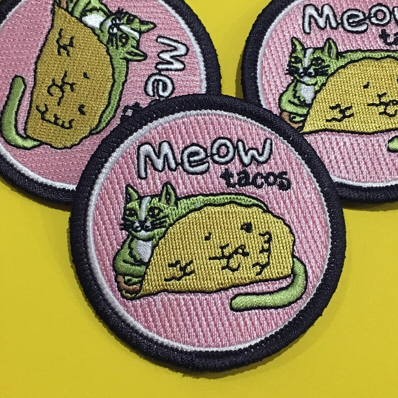 Meow Tacos Cat Taco Iron-on Patch and Sticker Set - Etsy