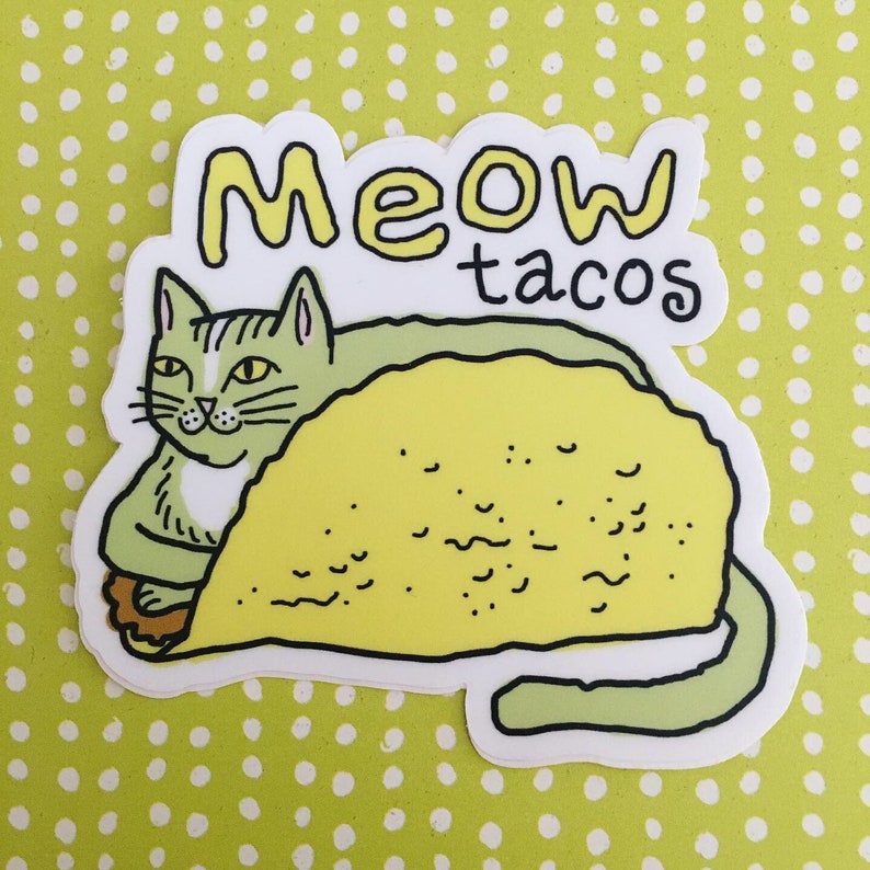 Meow Tacos Cat Taco Iron-on Patch and Sticker Set - Etsy