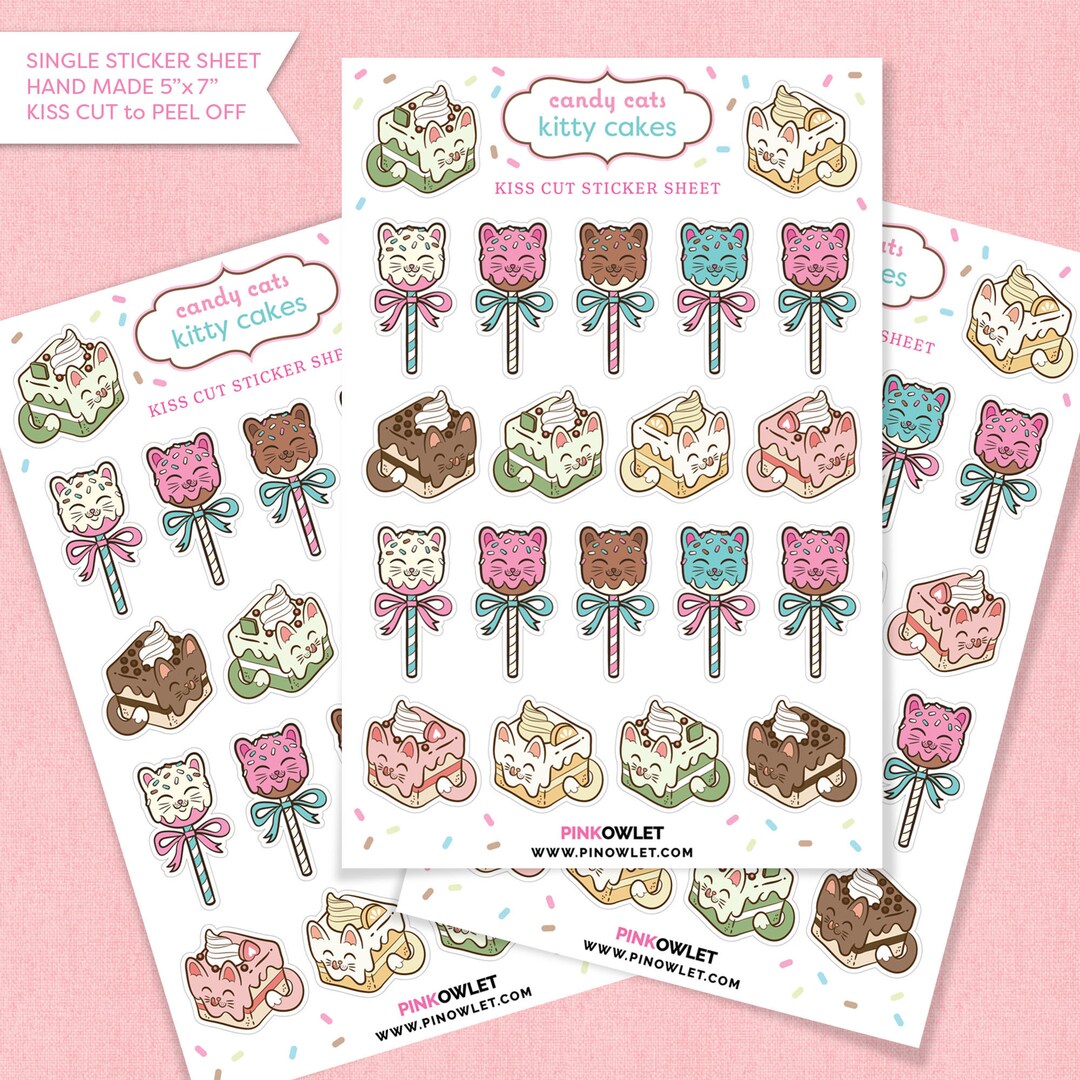 Kitty Cakes Kiss Cut Paper Sticker Sheet - Etsy