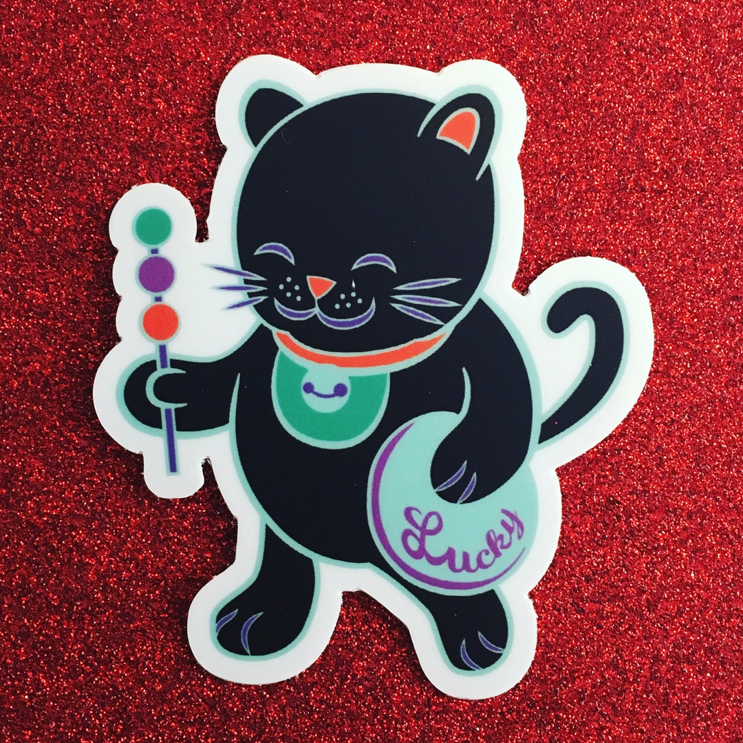 Lucky Cat Vinyl Sticker - Etsy