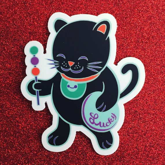 Lucky Cat Vinyl Sticker | Etsy