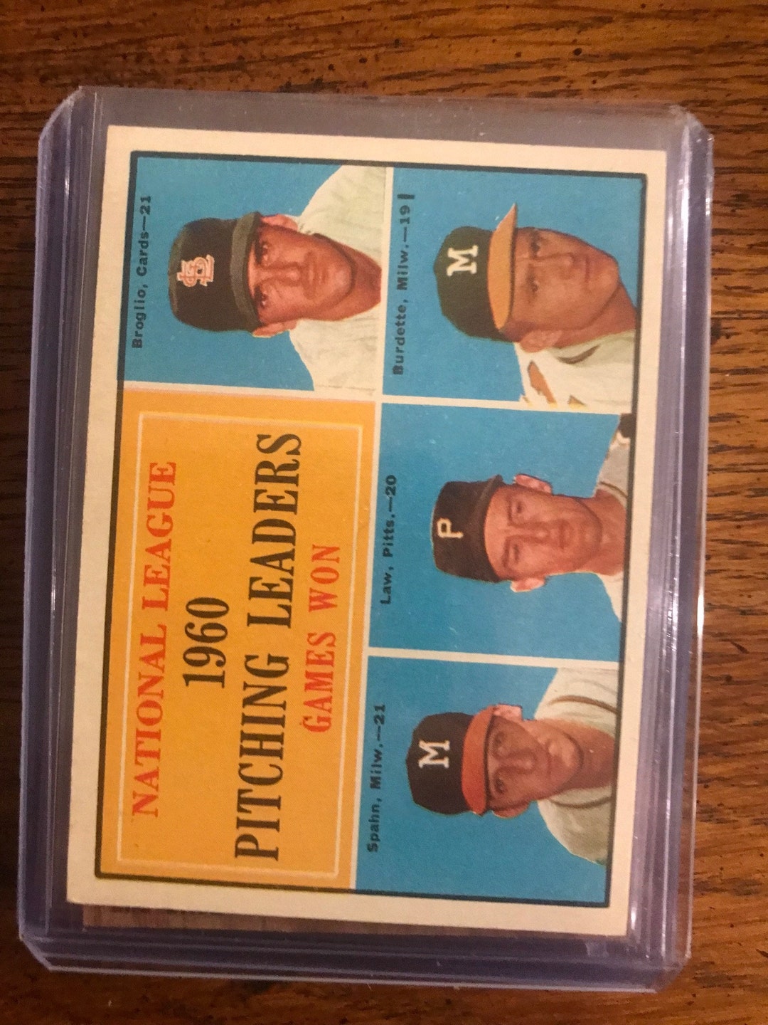N.L. Pitching Leaders 1961 Topps Baseball Card original Issue as ...