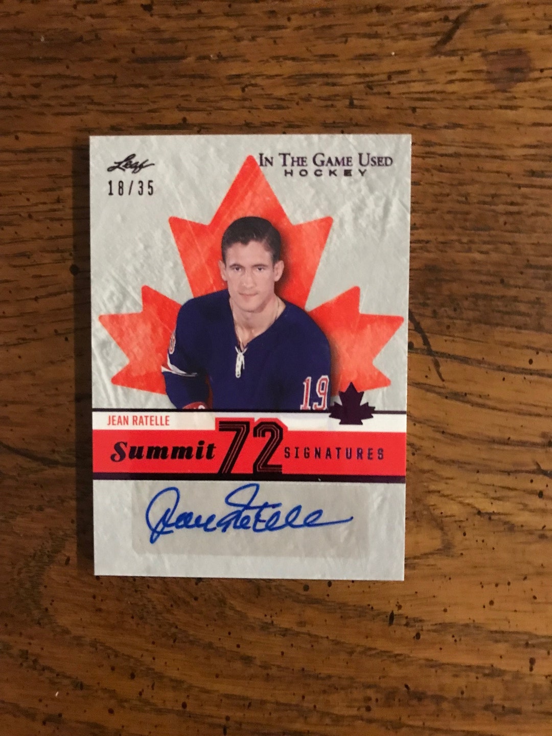 Jean Ratelle Autograph 18/35 Leaf Game Used Hockey Card (original Issue ...