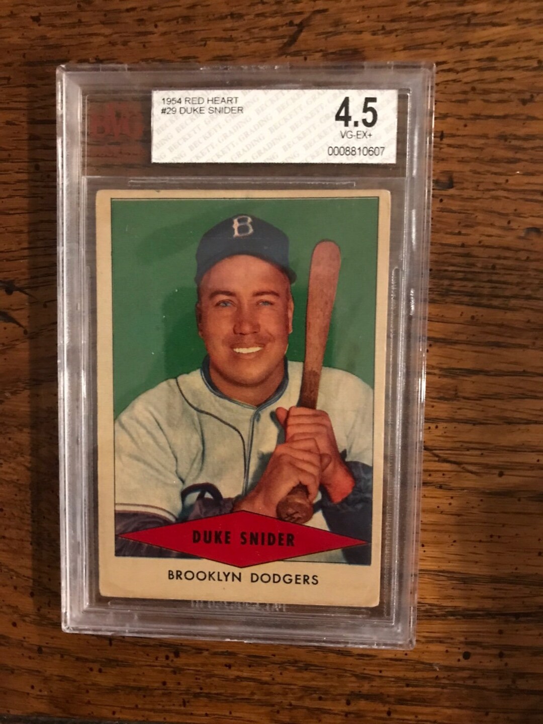 Duke Snider 1954 Red Heart Baseball Card Beckett 4.5 (original Issue ...