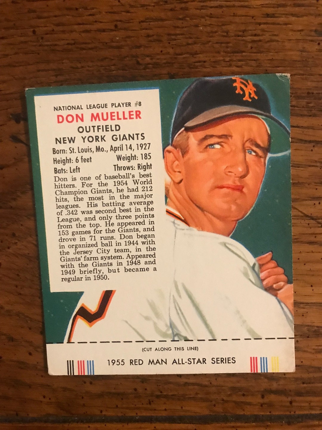 Don Mueller 1955 Red Man With Tab Baseball Card (original Issue) (as ...